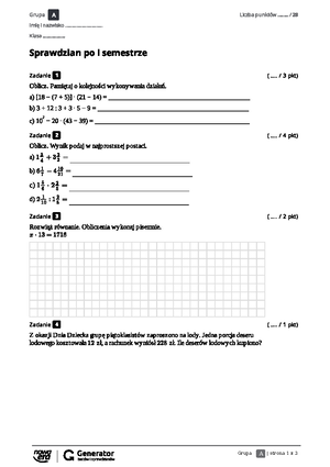 Matematyka Klasa 7 - Sprawdzian z Geometrii i Figury Geometryczne - Studocu