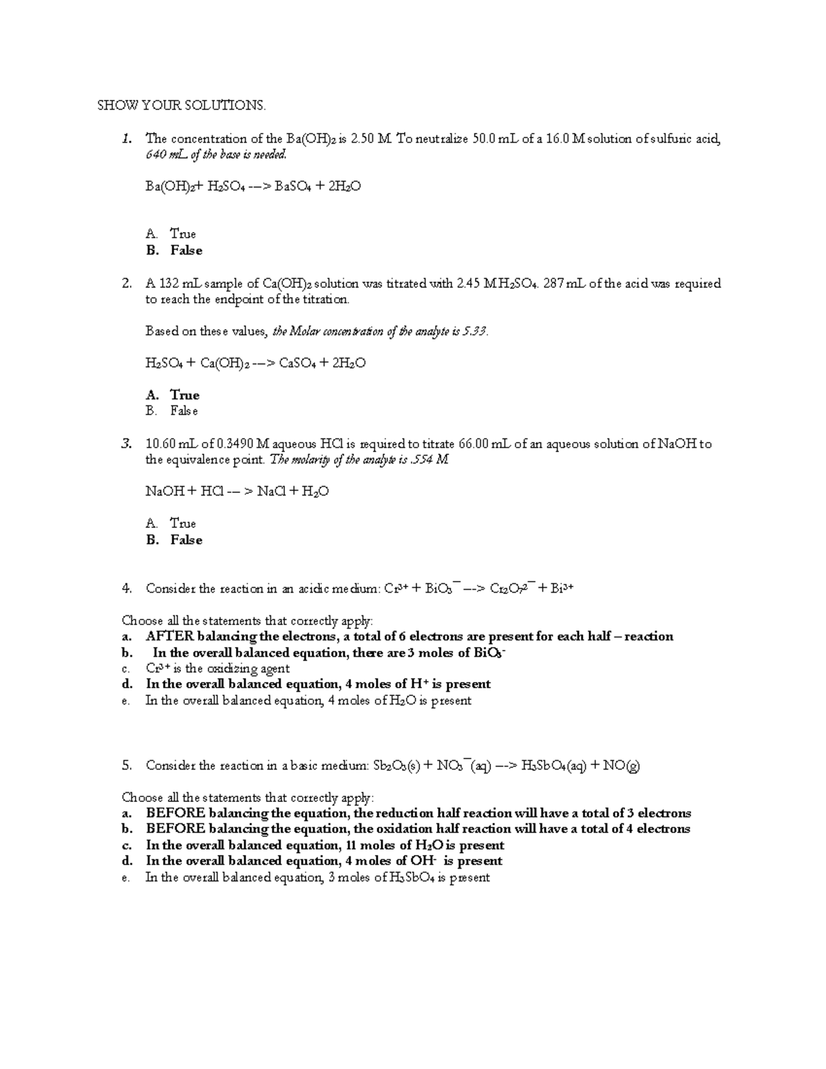 Electrochemistry Worksheet Q2 Solutions and Analysis - Studocu