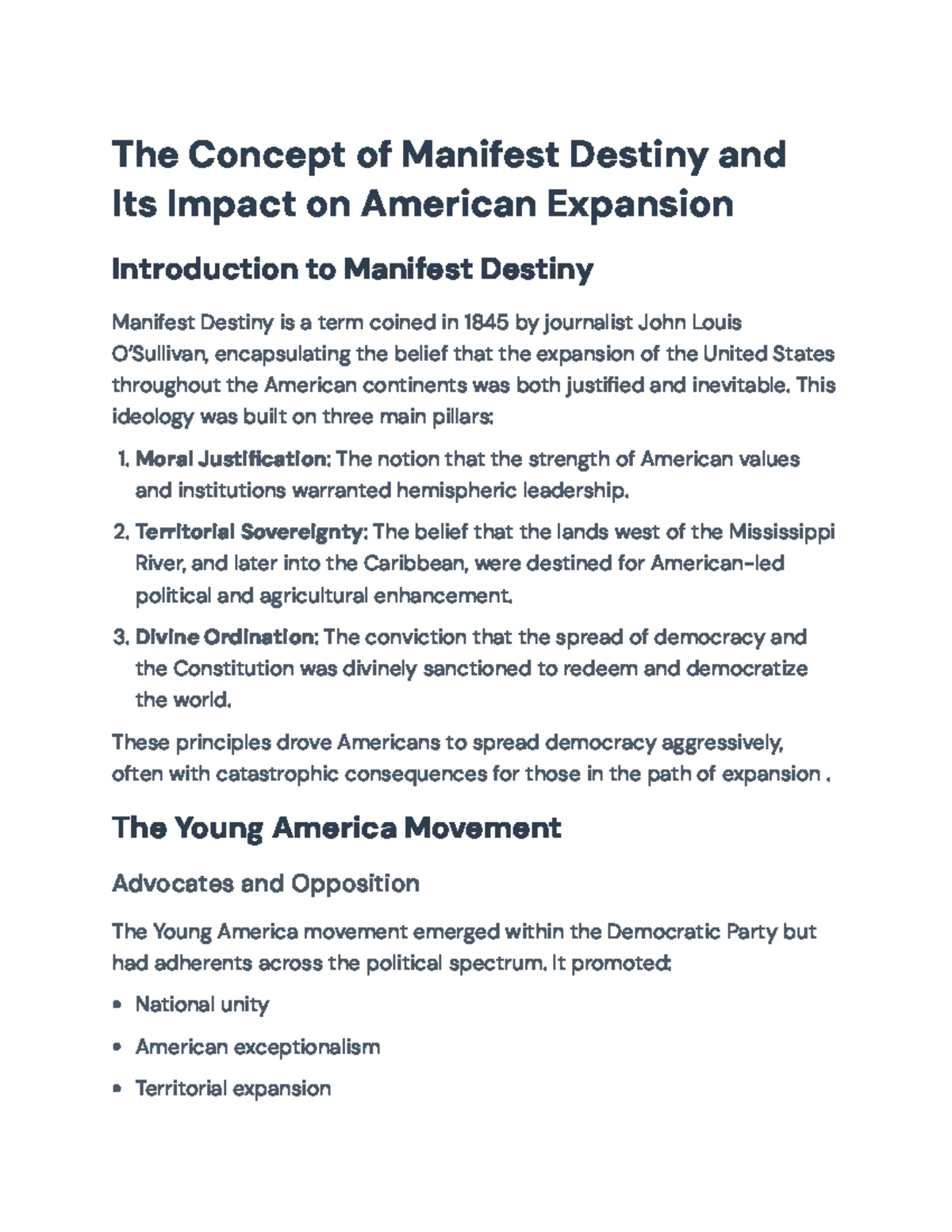 Manifest Destiny: Ideology and Impact on American Expansion - The ...
