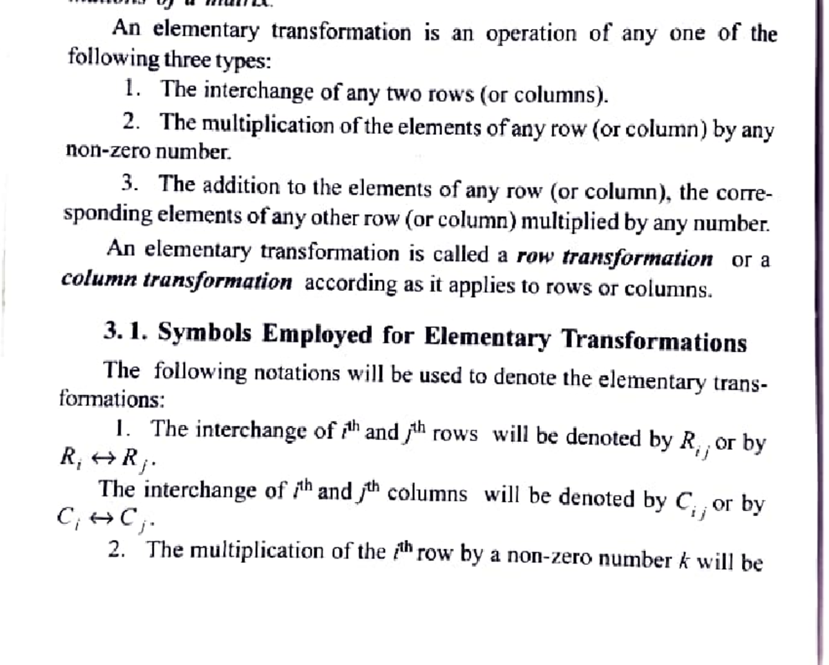 Elementary Transformations and Normal Form of Matrices 2 - Studocu