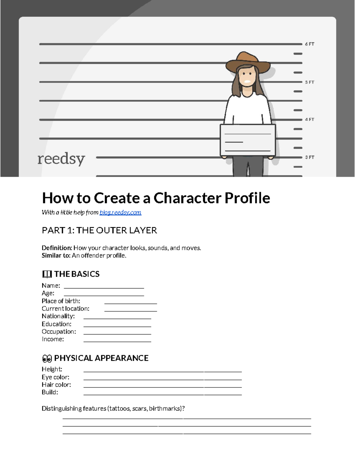 Reedsy Character Profile Template for Creative Writing - Studocu