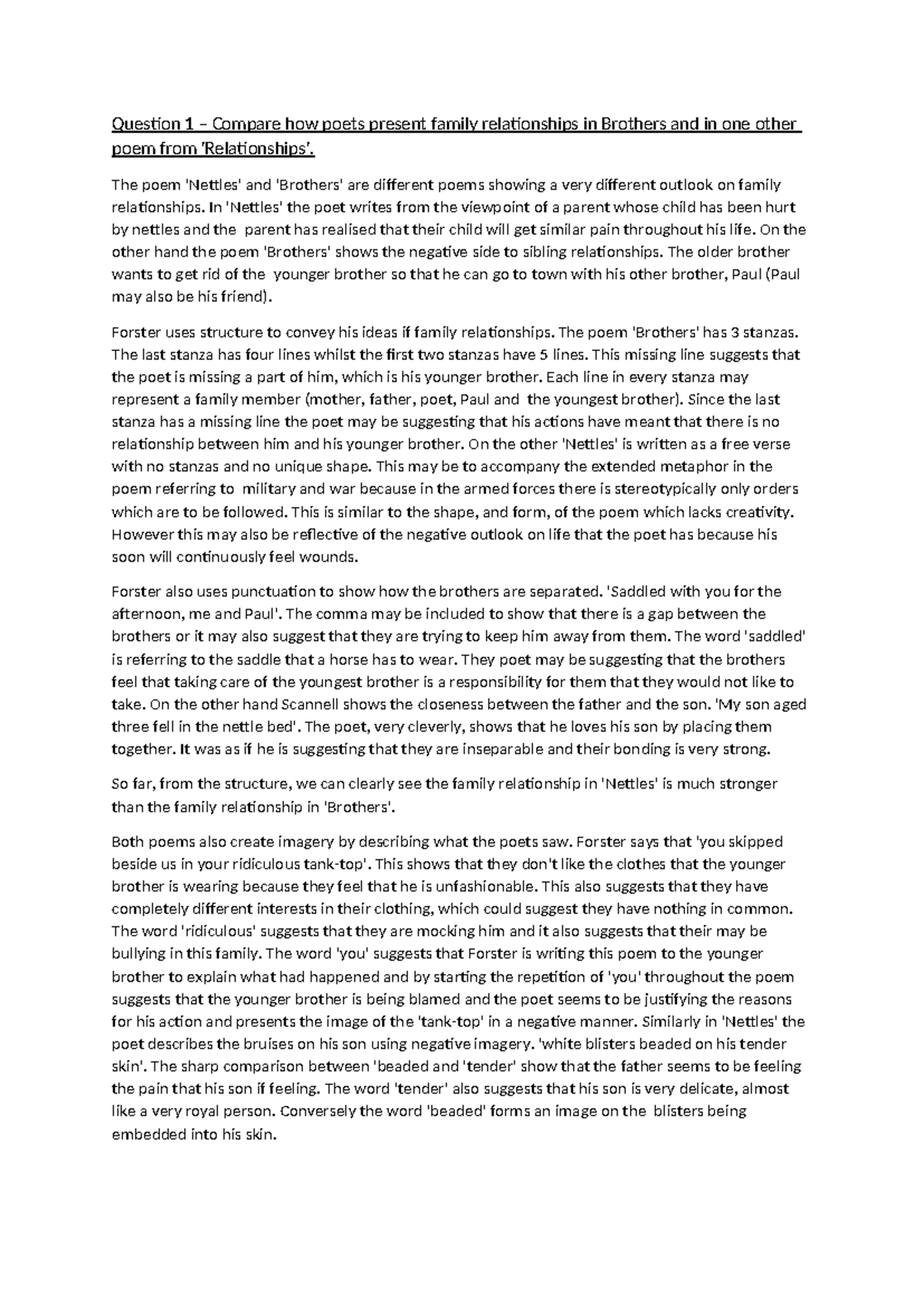 Comparative Analysis of Family Relationships in Poetry: Brothers ...