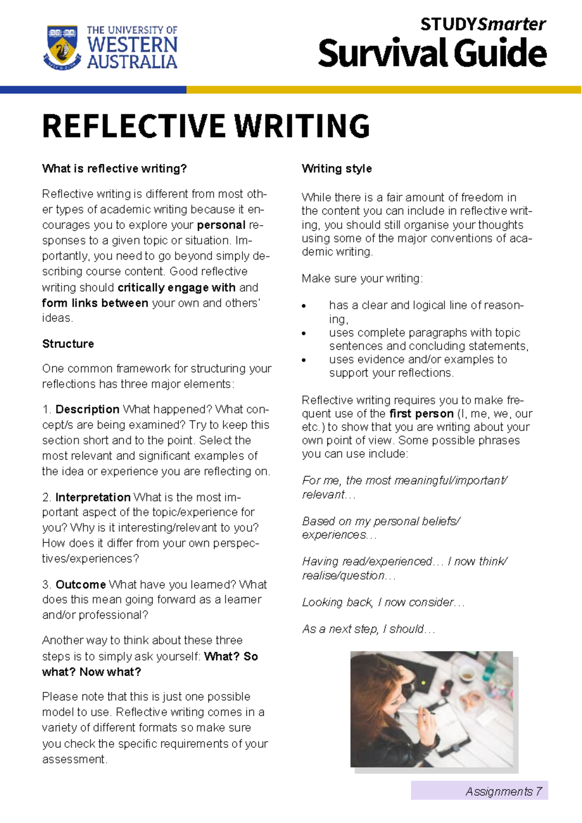 A7 Reflective Writing Survival Guide: Key Elements & Structure - Studocu