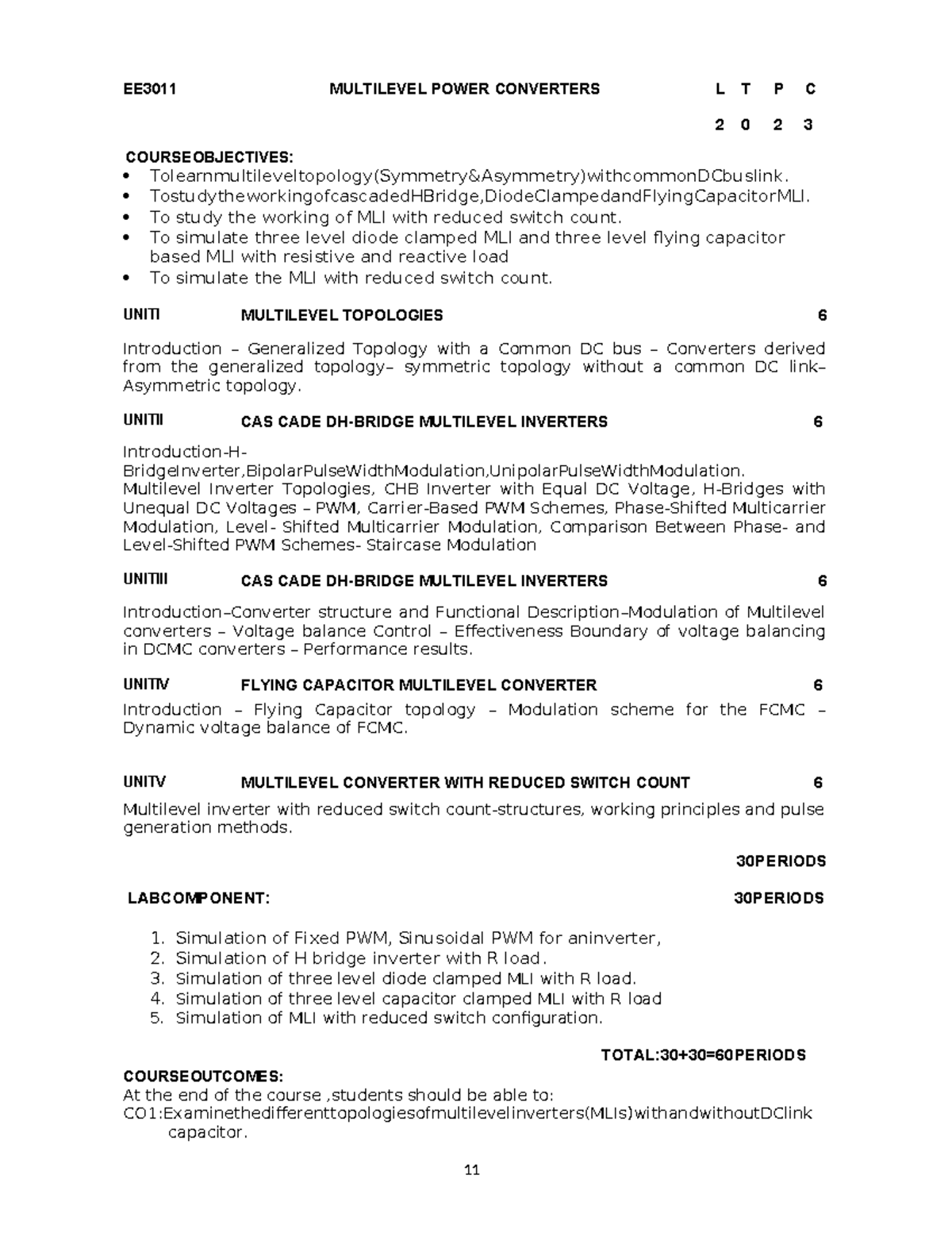 EE3011 Final Exam Study Guide: Multilevel Power Converters Overview ...