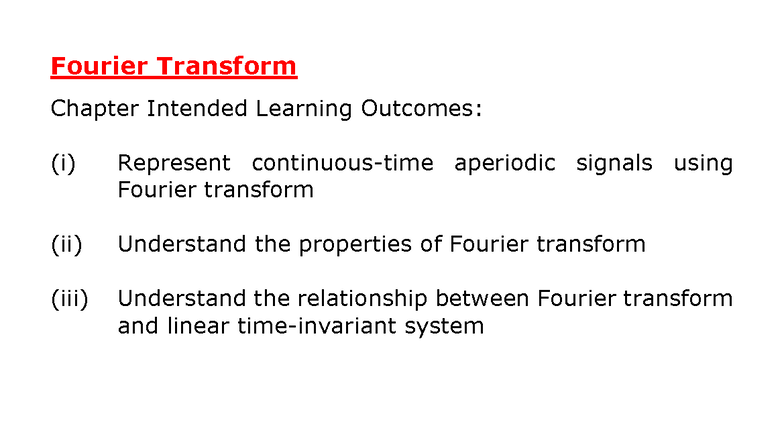 EE3210 Final Exam Notes on Fourier Transform Concepts - Studocu