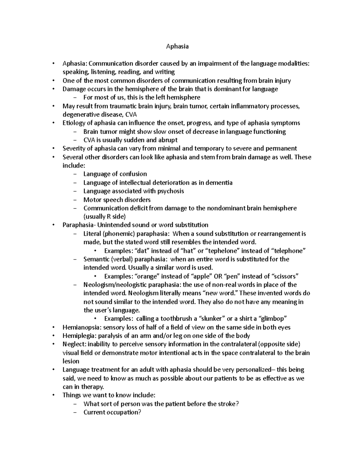Aphasia evaluation - Aphasia Aphasia: Communication disorder caused by ...