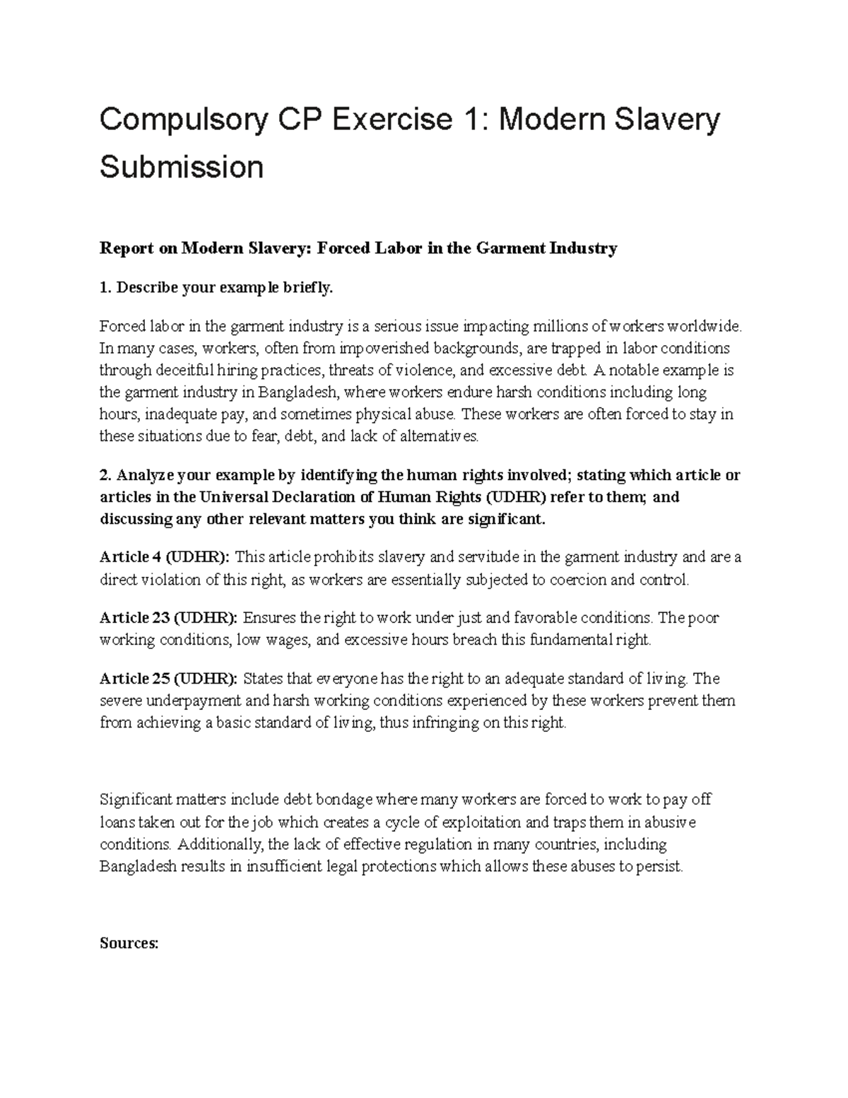 Compulsory CP Exercise 1 Modern Slavery Submission - Describe your ...