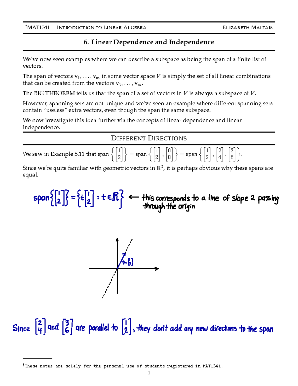 Mat1341-notes 06-full - † MAT1341 I NTRODUCTION TO L INEAR A LGEBRA E ...