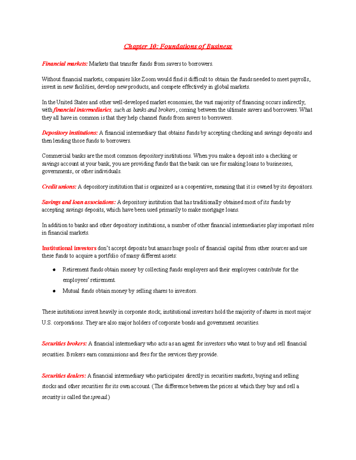 Chapter 10: Key Concepts in Foundations of Business Finance - Studocu