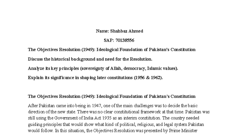 Constitutional Development: The Objectives Resolution (1949) Analysis ...