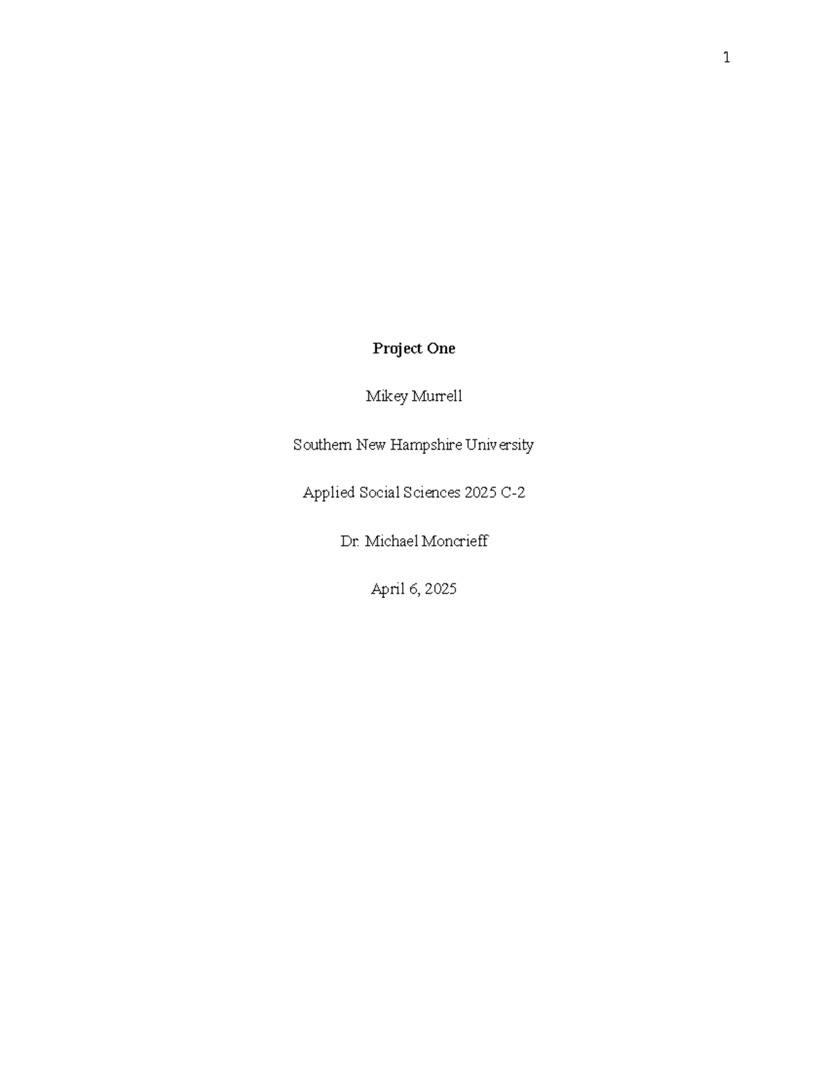 Ty Project One SCS 200 - Final One - Project One Mikey Murrell Southern ...