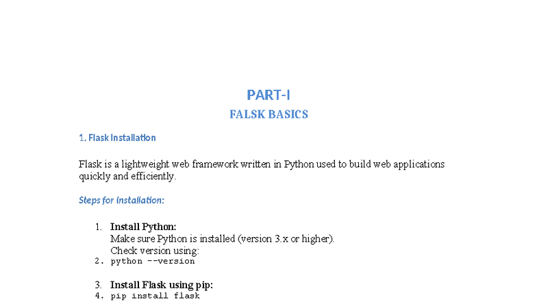 FALSK 101: Flask Installation and Basic Concepts - Studocu