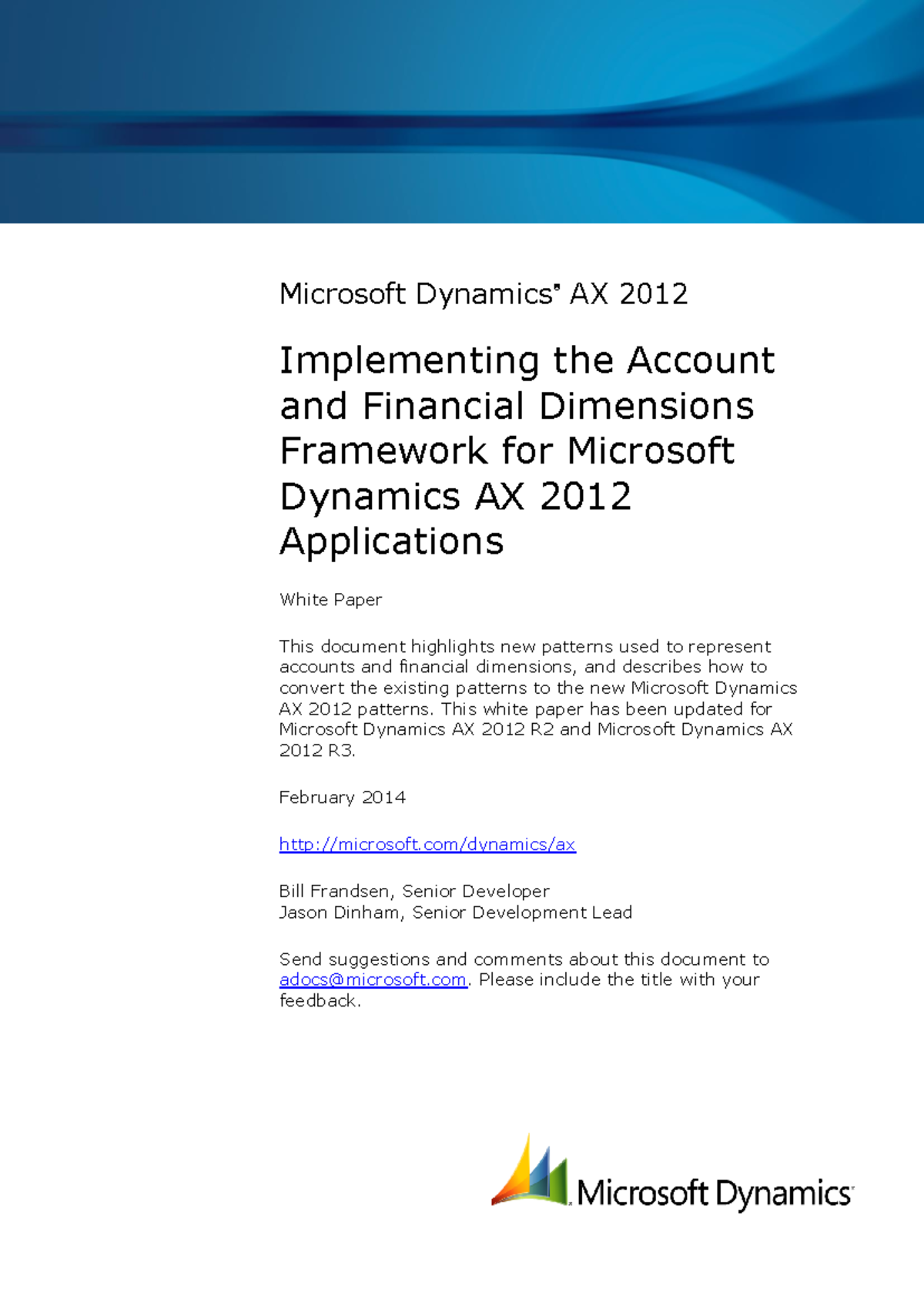 Implementing the Account and Financial Dimensions Framework AX2012 ...
