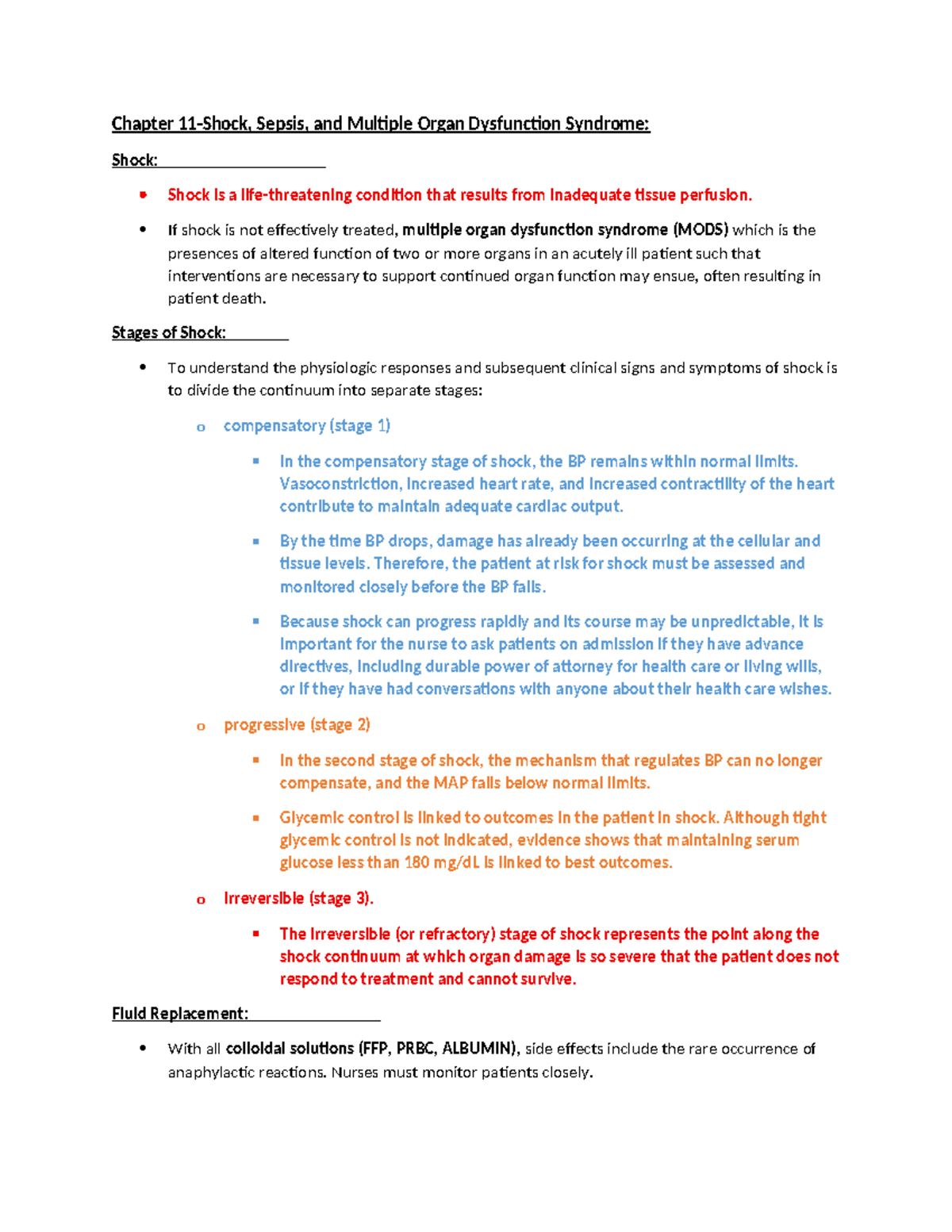 Final Review Ch 11: Shock, Sepsis & MODS Overview - Studocu