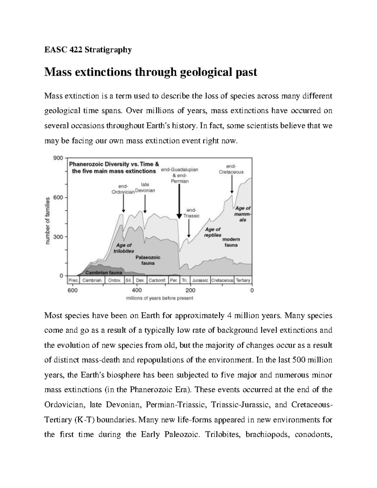 Mass extinctions through geological past - Over millions of years, mass ...