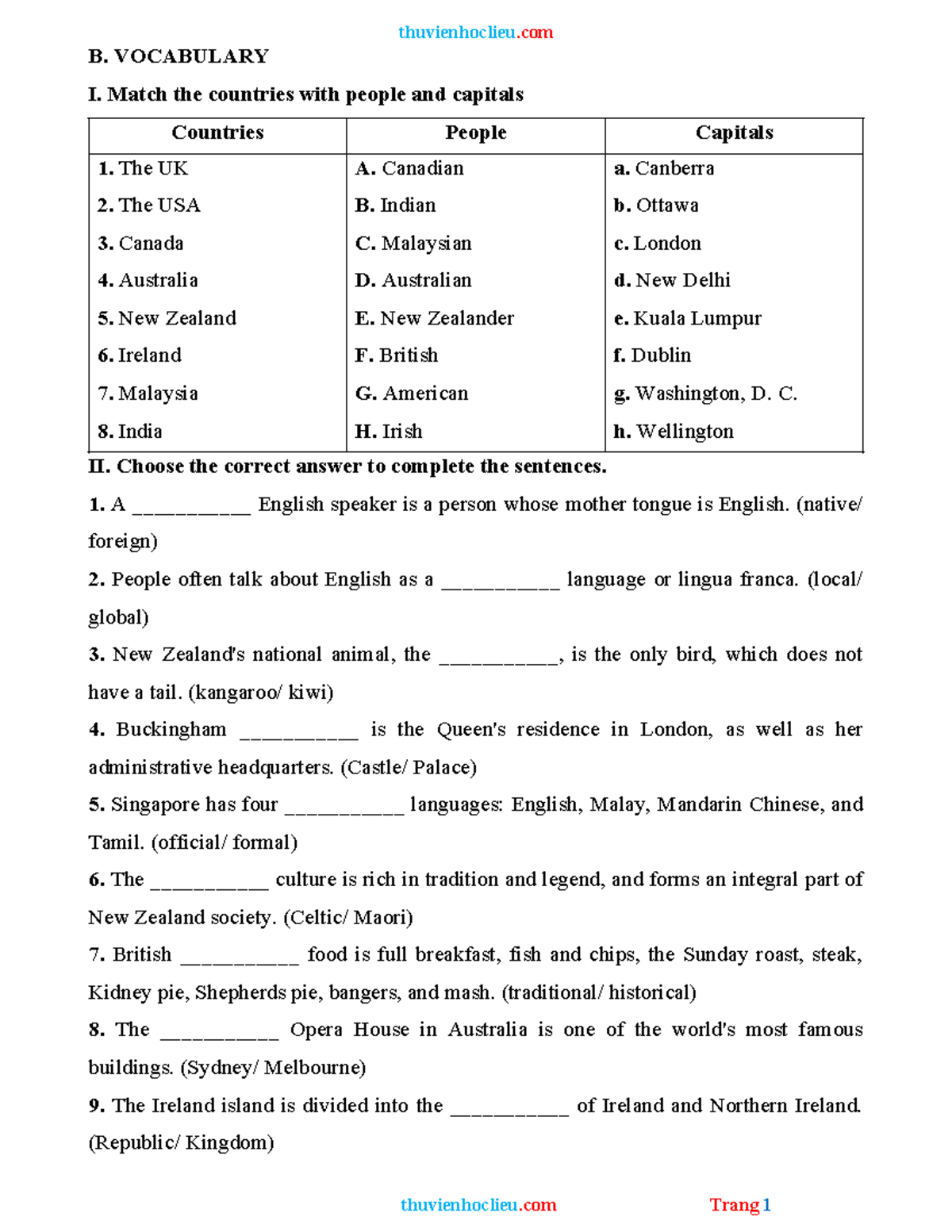 Test Unit 12 - Vocabulary and Grammar Exercises - Studocu