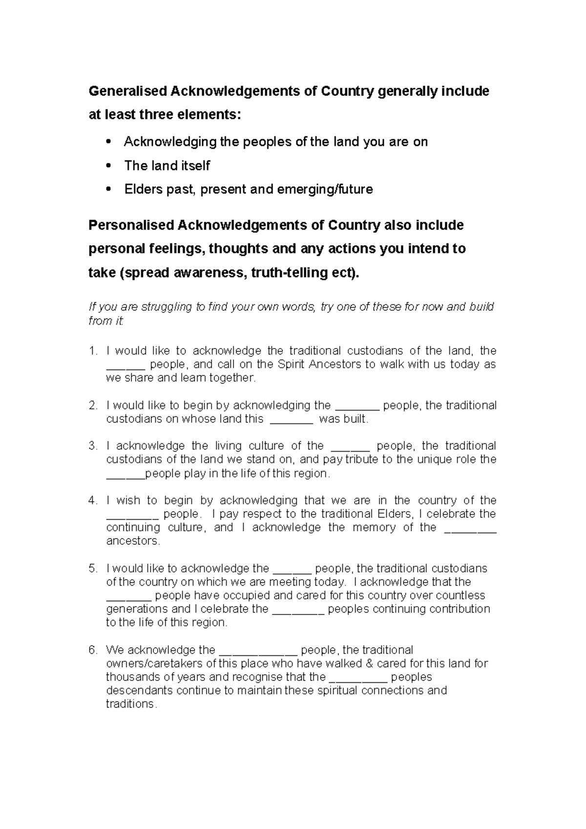 How to Craft an Acknowledgement of Country: Essential Elements - Studocu