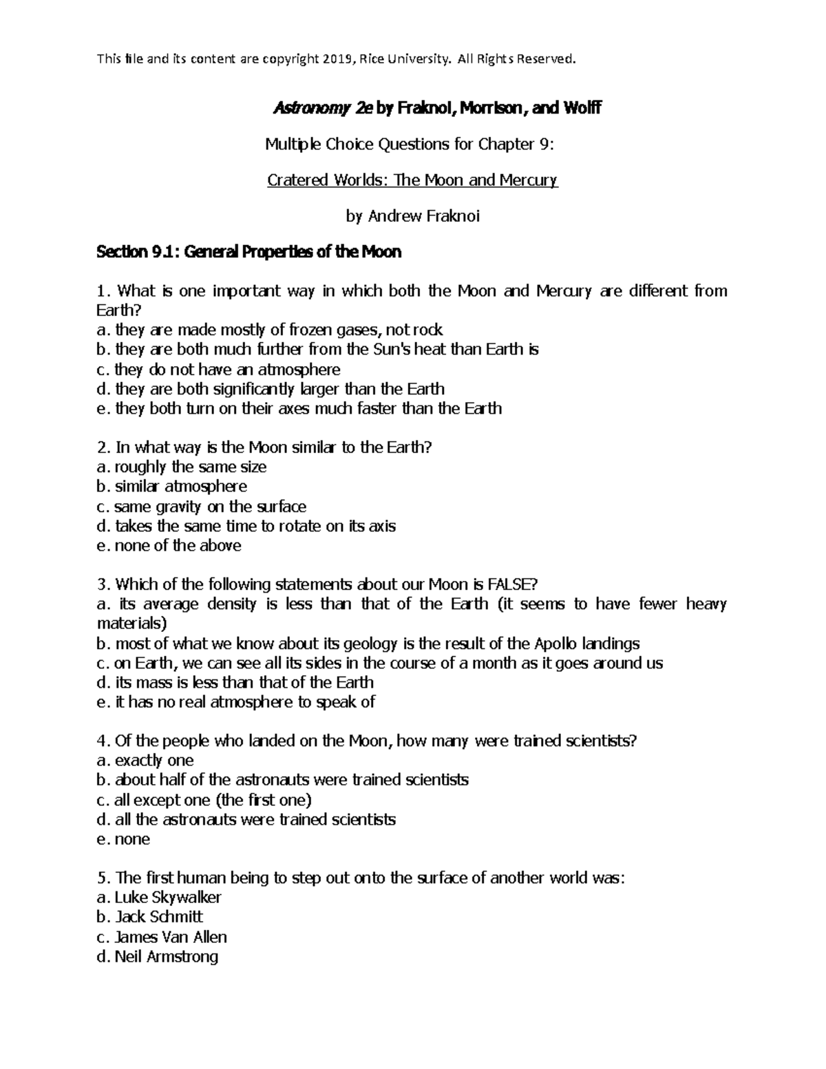 OS Astronomy 2e Test Bank Chapter 09 - Astronomy 2 e by Fraknoi ...