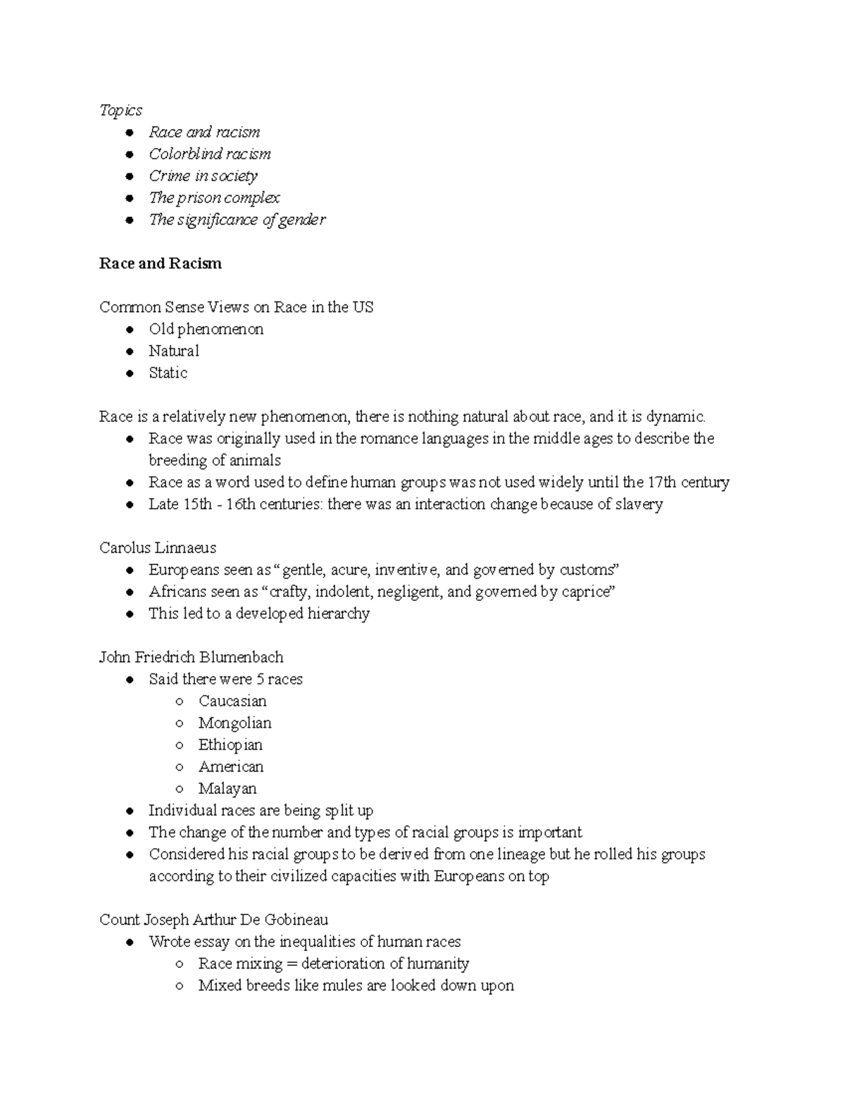 Exam 1 - David Embrick, Instructor Notes on: Race and racism Colorblind ...