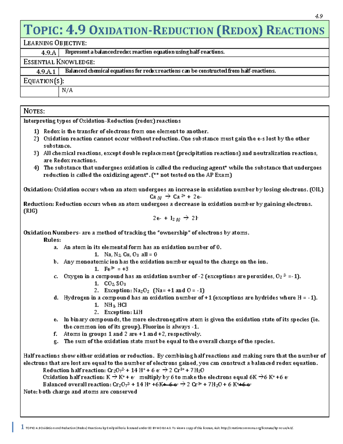 4.9 Balancing Oxidation-Reduction Reactions: Half-Reaction Method ...