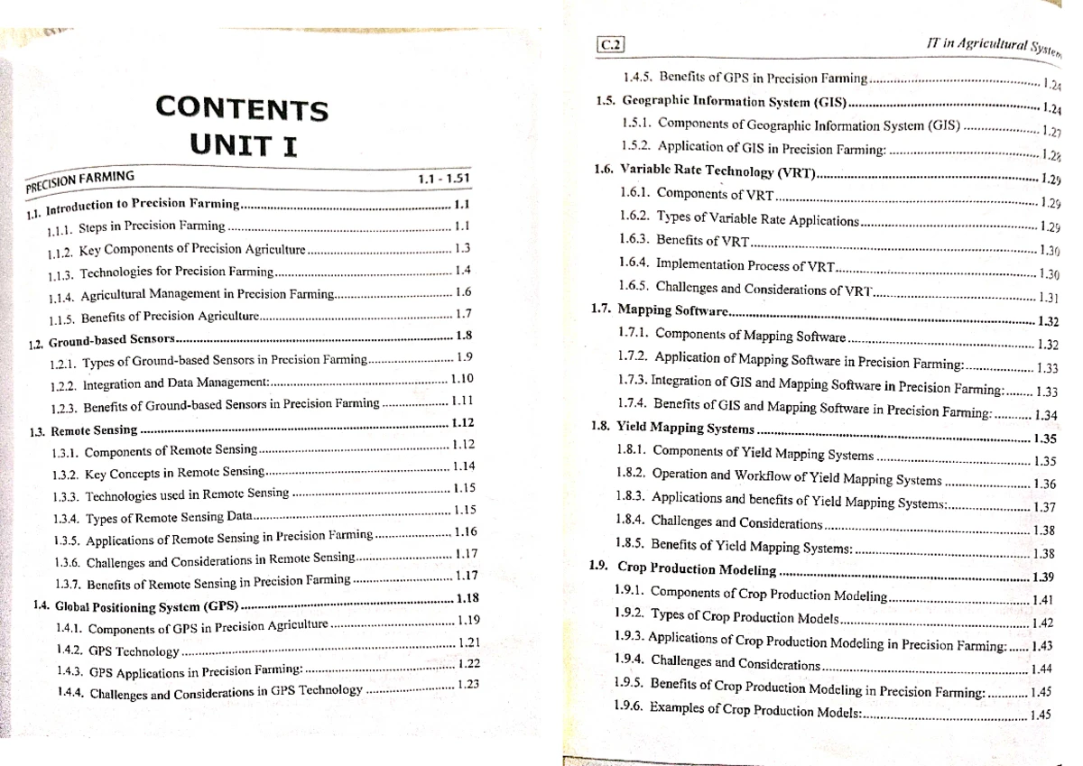 5 Units covered book - IT IN AGRICULTURAL SYSTEM C.R Professor ...