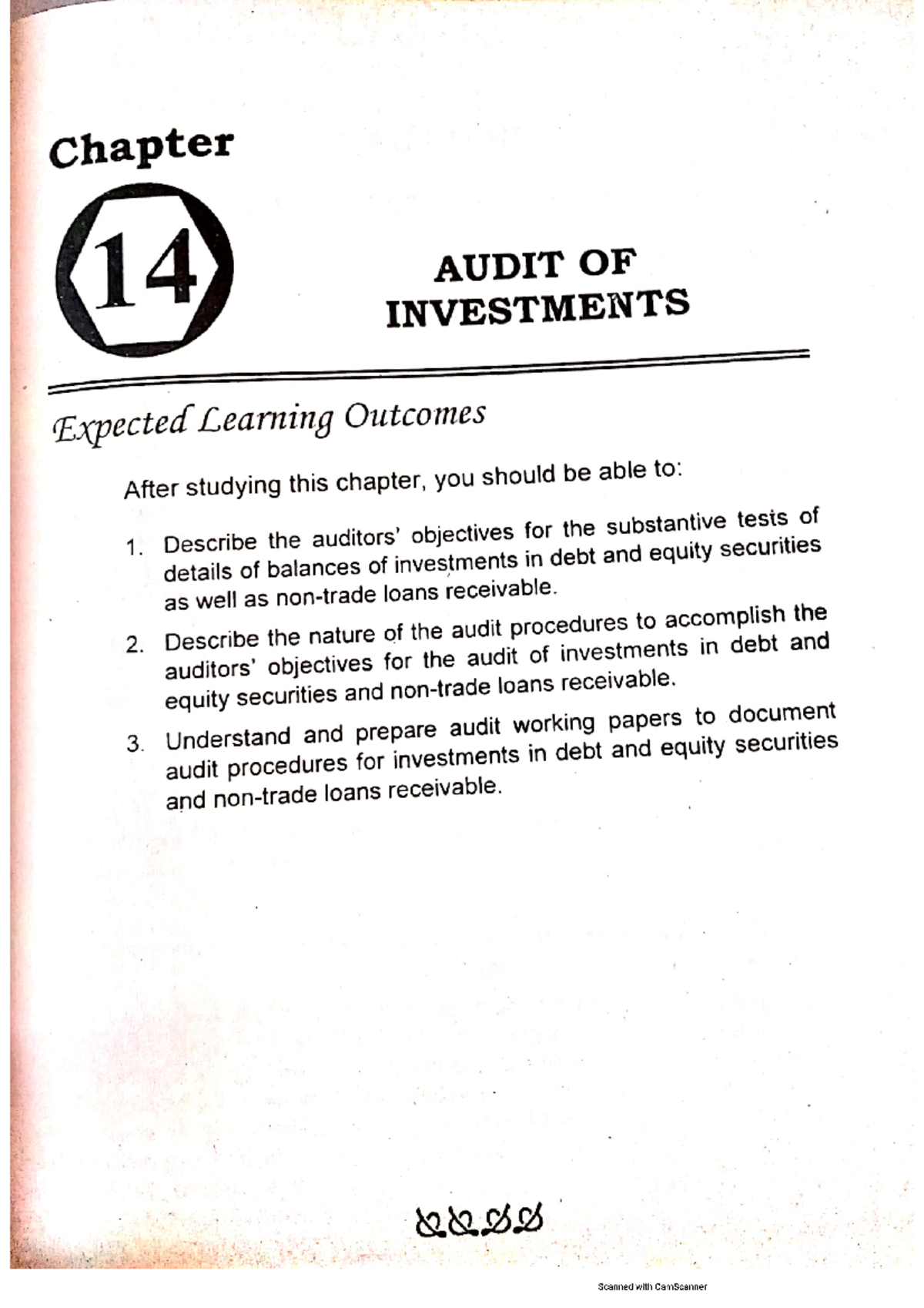 Chapter 14: Audit of Investments - Key Objectives and Procedures - Studocu
