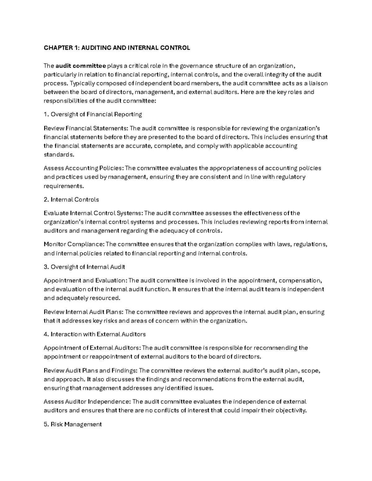 CIS 101: Chapter 1 - Auditing and Internal Control Overview - Studocu