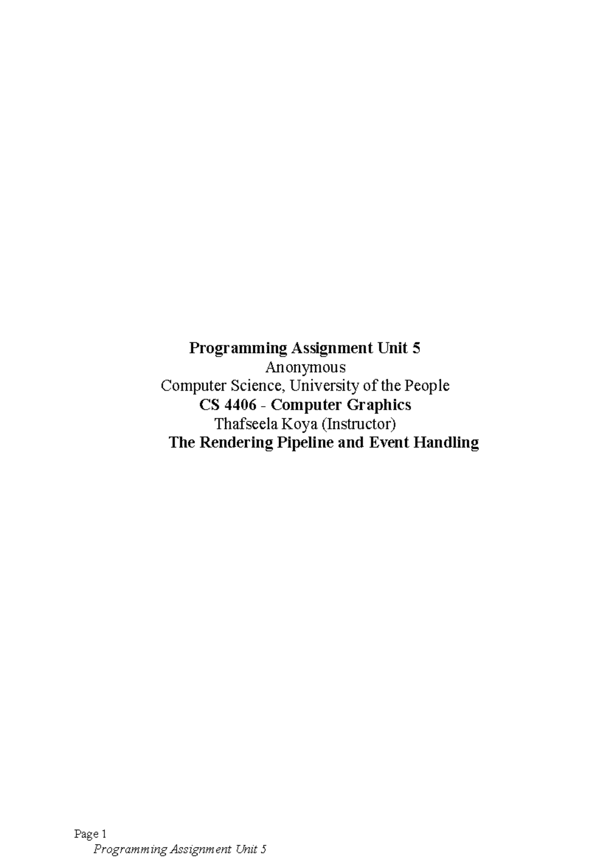 CS 4406 - Programming Assignment Unit 5 - Page 1 Programming Assignment Unit 5 Anonymous ...