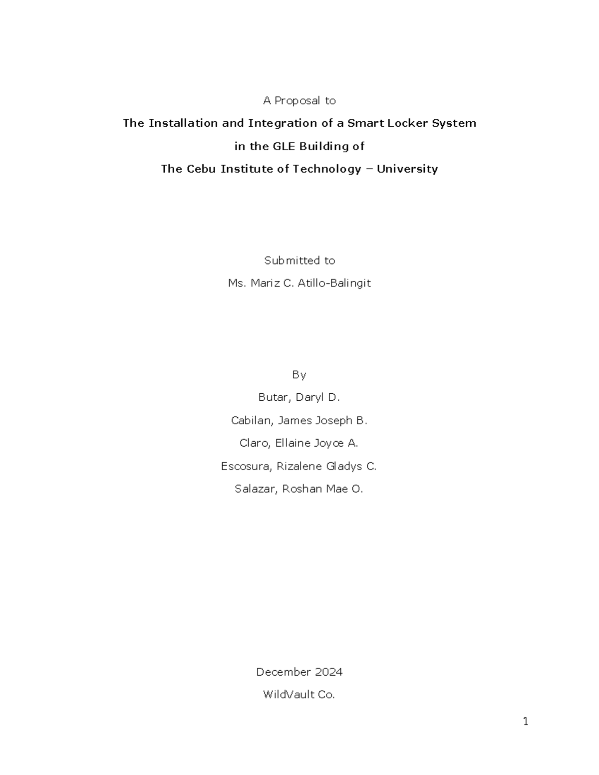Proposal for Smart Locker System Installation in GLE Building (CIT-U ...