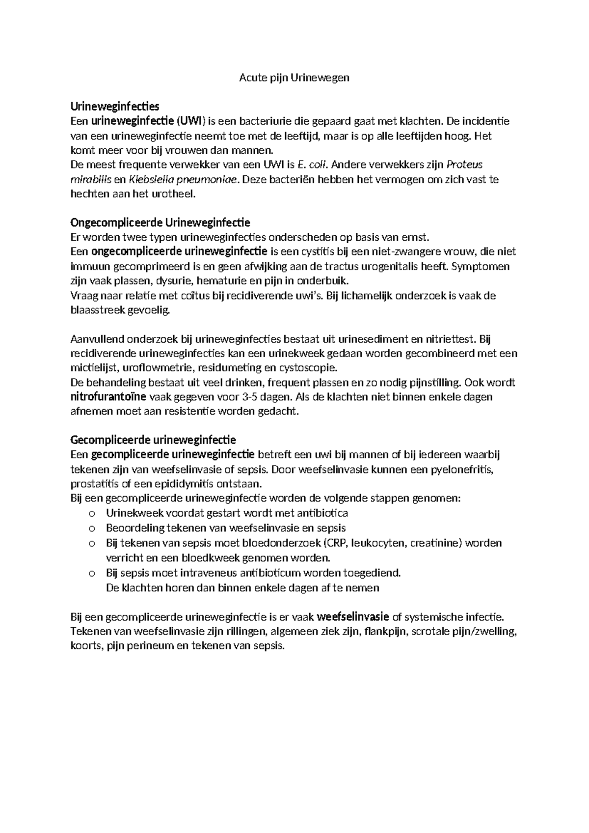 Acute Pijn bij Urineweginfecties: Diagnose en Behandeling - Studeersnel