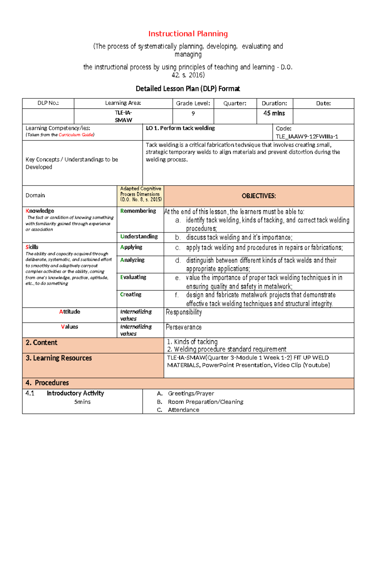 DLP-Template - Instructional Planning Lesson Plan - Instructional ...