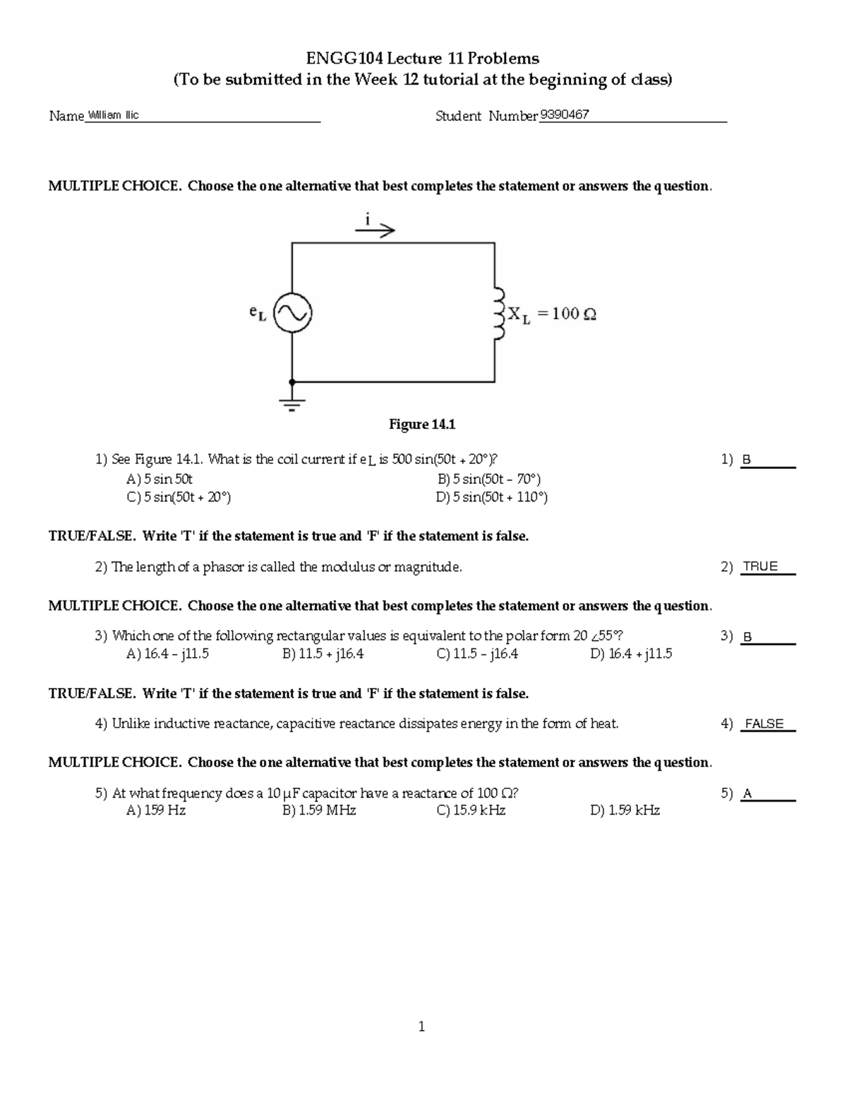 ENGG104 Lecture 11 Problem Set for Week 12 Tutorial Submission - Studocu