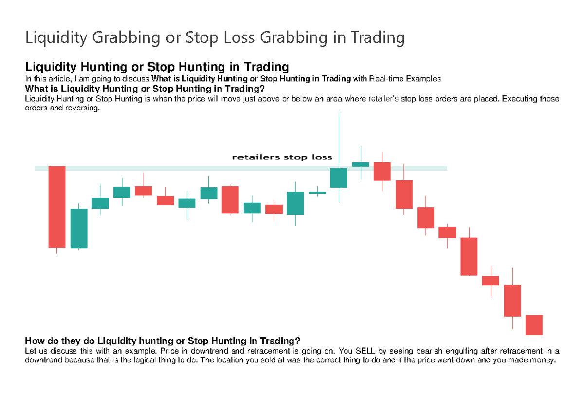 Liquidity and Stop Loss Hunting Explained in Trading Strategies - Studocu