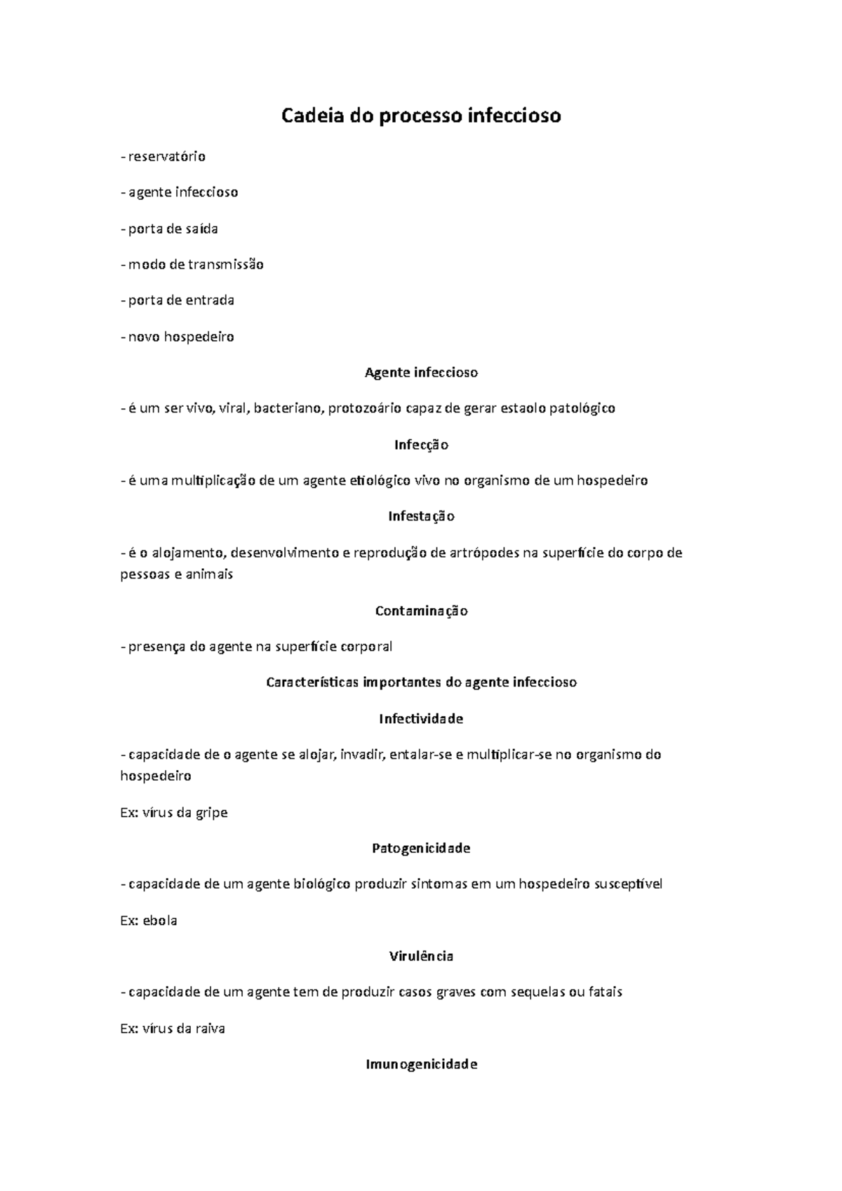 Cadeia do processo infeccioso - Cadeia do processo infeccioso ...