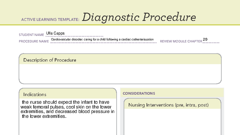 Active Learning Template Diagnostic Procedure Cardio care a - ACTIVE ...