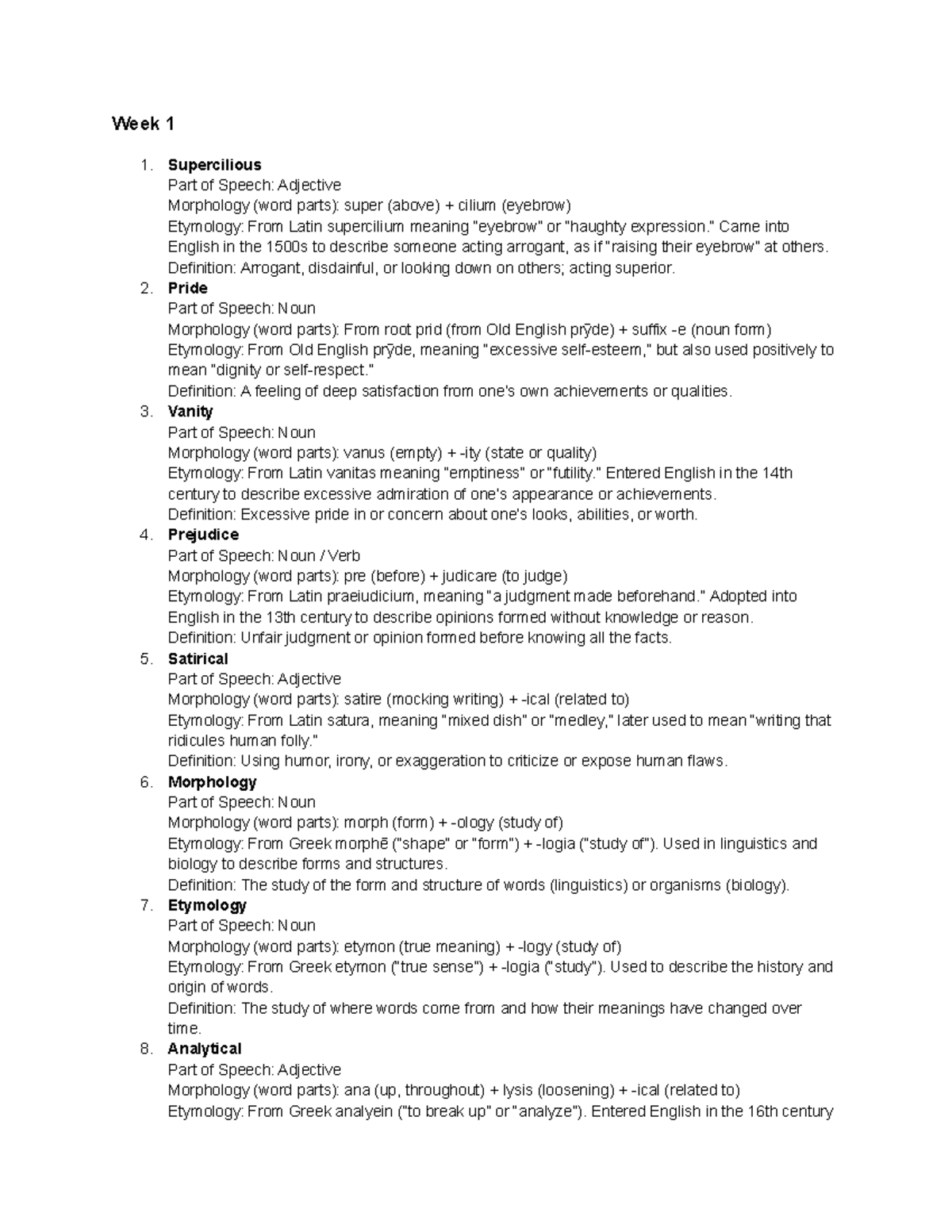 Vocabulary and Literary Terms Study Guide: Weeks 1-6 (ENG 101) - Studocu