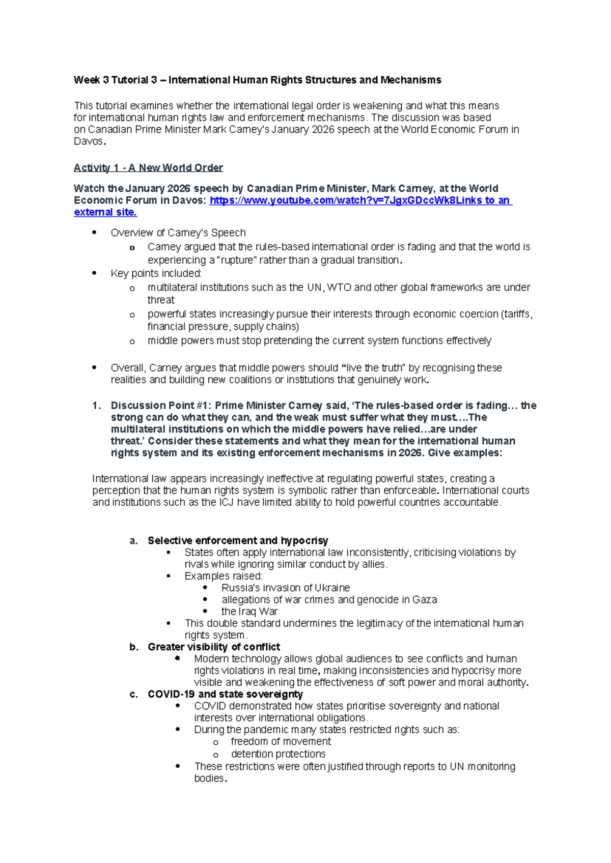 W3 Tutorial: Analyzing International Human Rights Mechanisms - Studocu