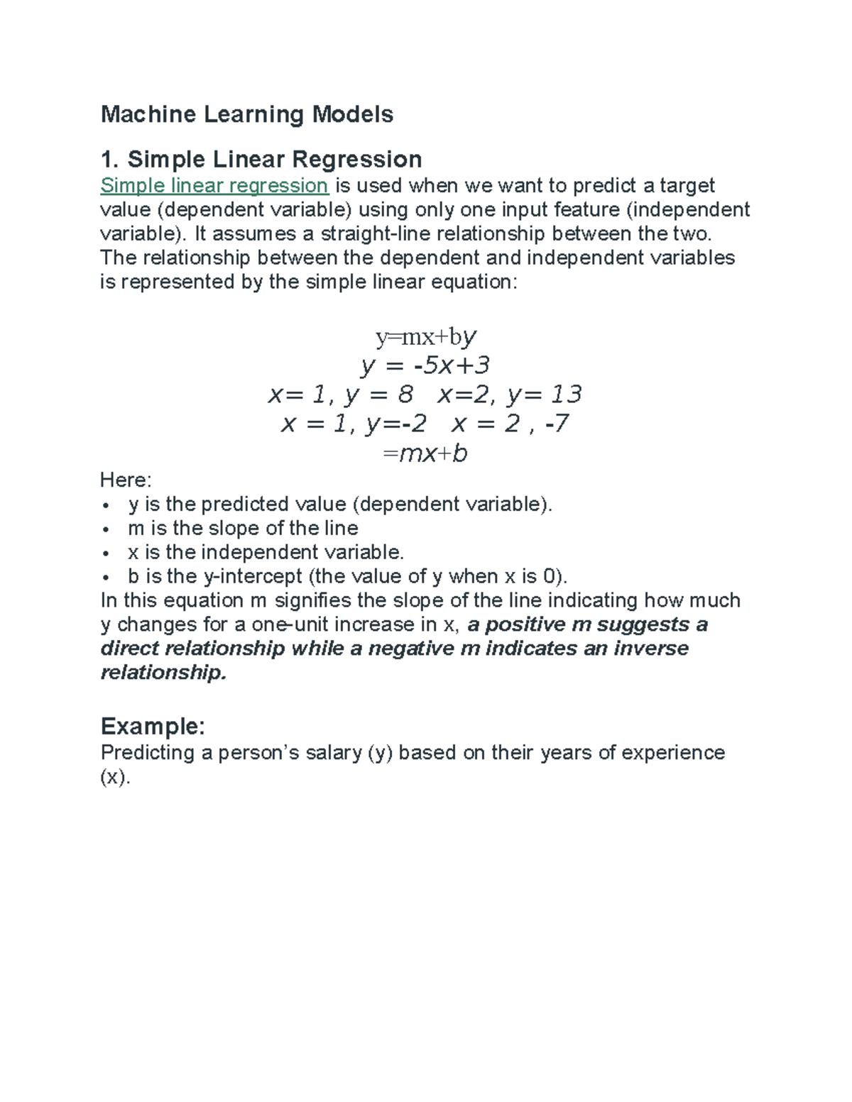 Machine Learning Algorithms: Simple Linear Regression & SVM Overview ...
