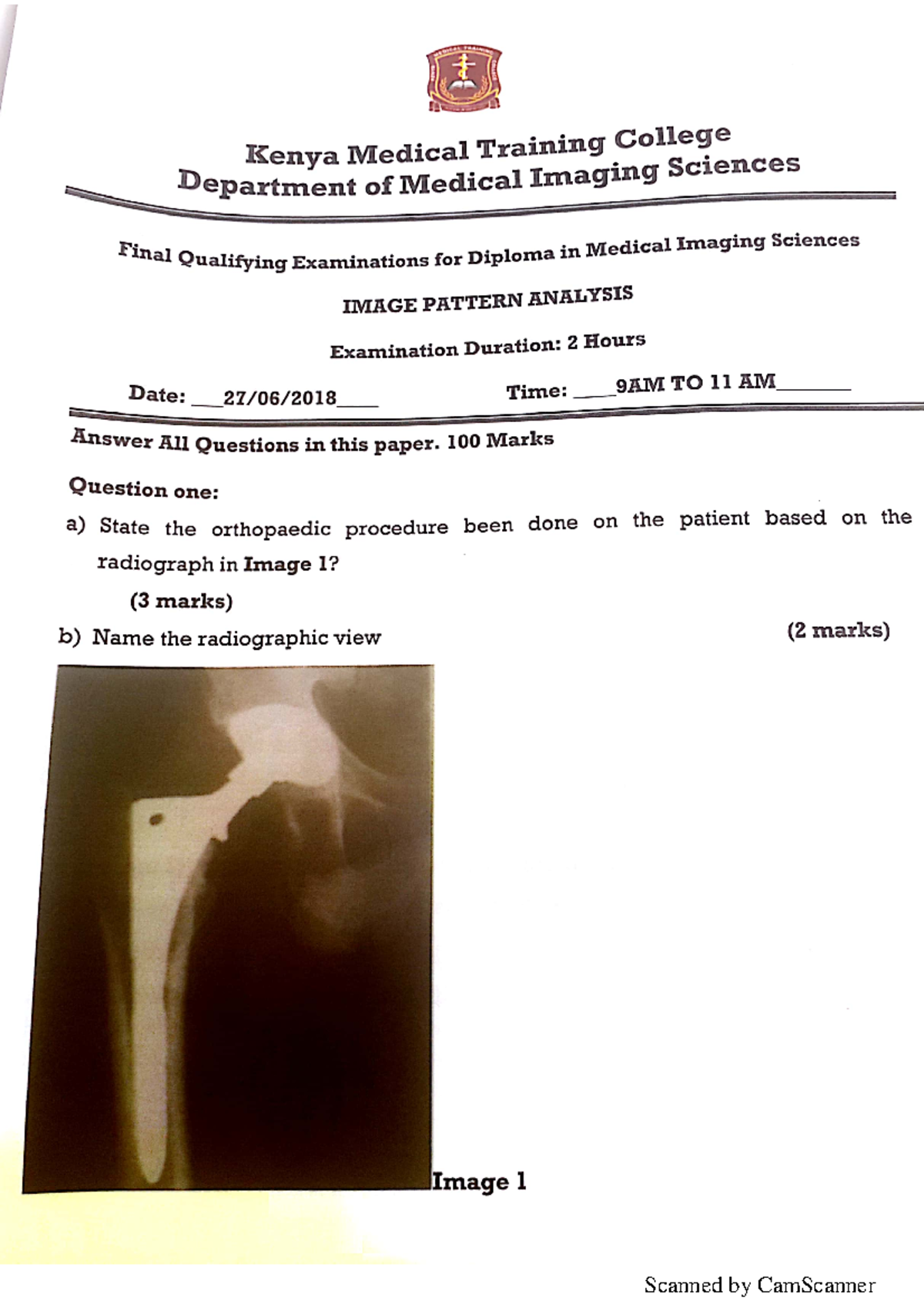 FQE, IPA - Examination past papers - Radiography and imaging sciences ...