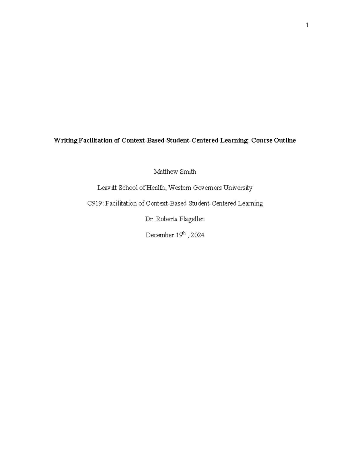 C919: Facilitation of Learning Course Outline for Nursing Students ...