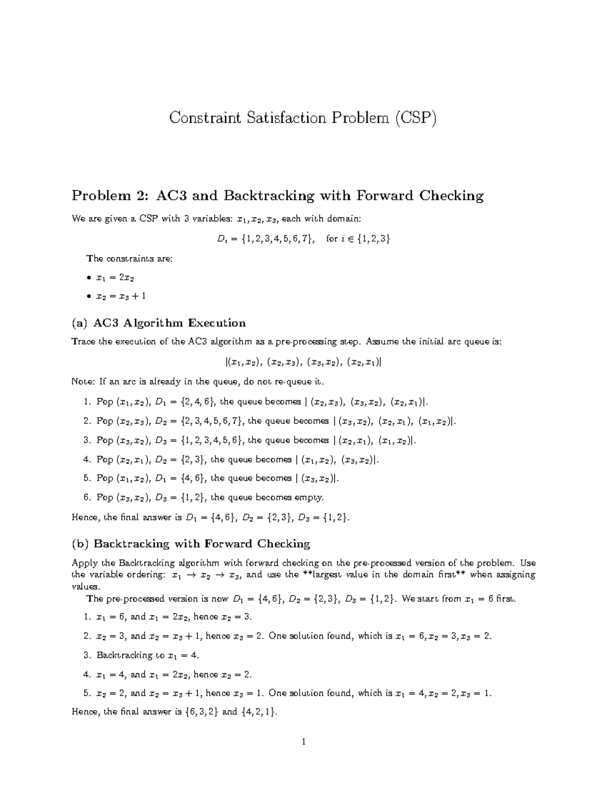 CS3243 Assignment 5: CSP Problem 2 - AC3 & Backtracking Solutions - Studocu