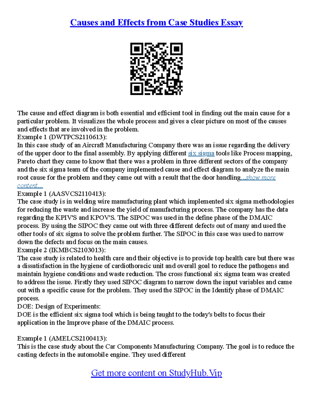 How To Start A Cause And Effect Essay - Causes and Effects from Case ...
