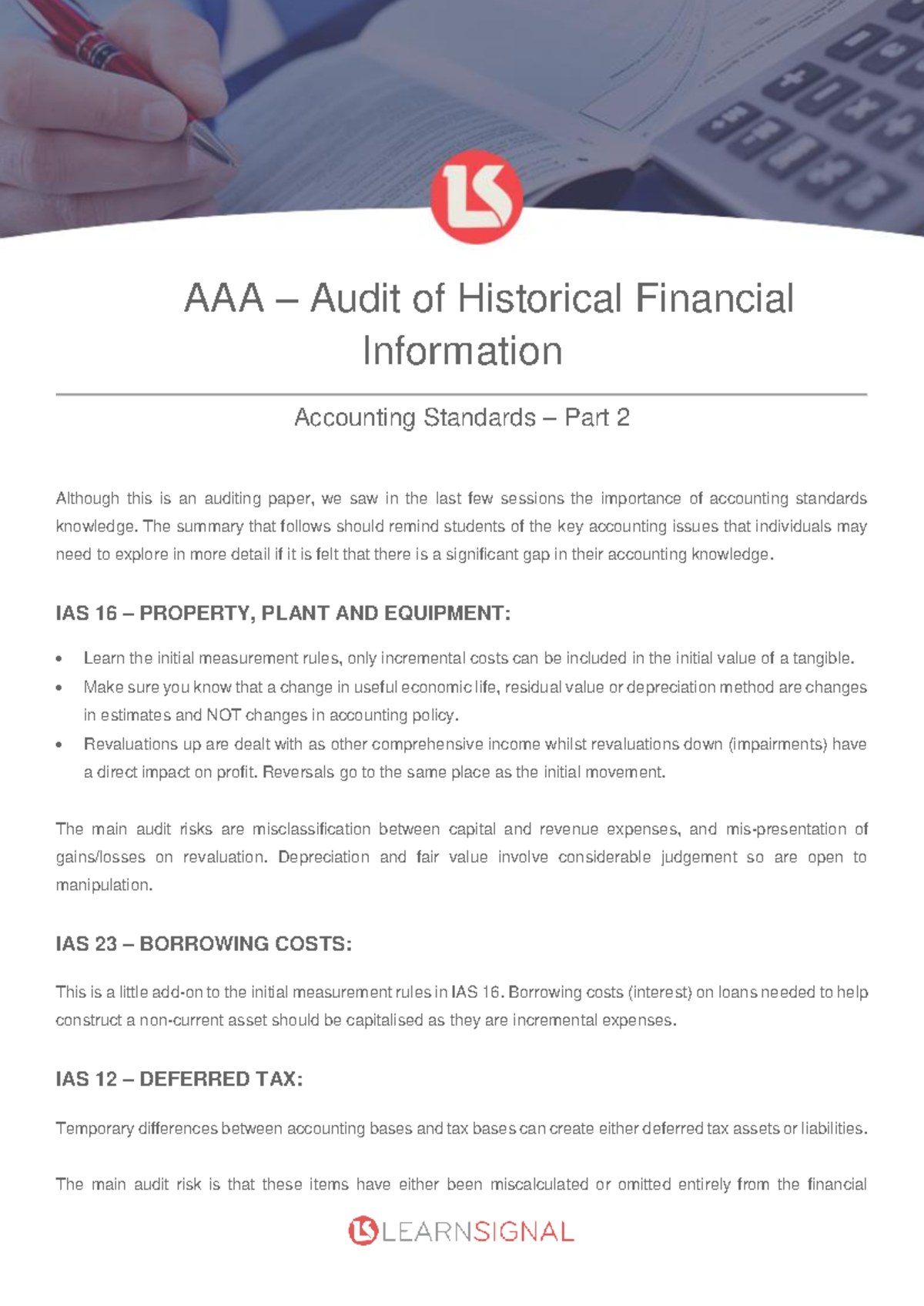 AAA Accounting Standards - Audit Risks and Key Concepts Part 2 - Studocu