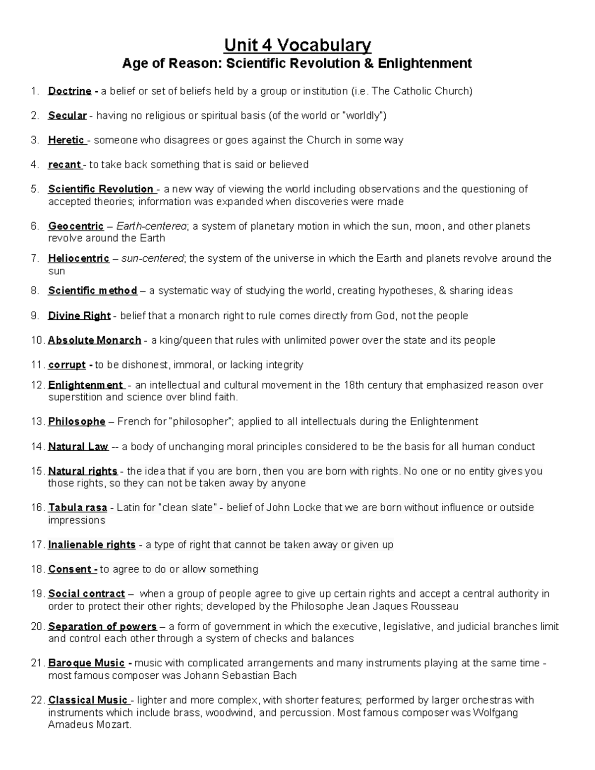 Unit4+Vocab+list+2024 - Unit 4 Vocabulary Age of Reason: Scientific ...