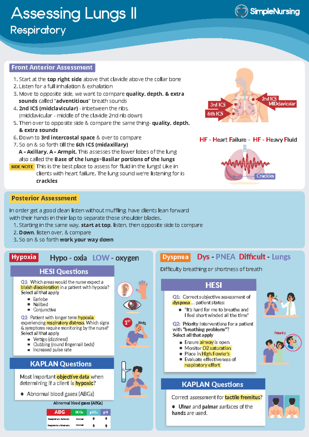 Lungs II Assessment: Respiratory Front & Posterior Techniques - Studocu