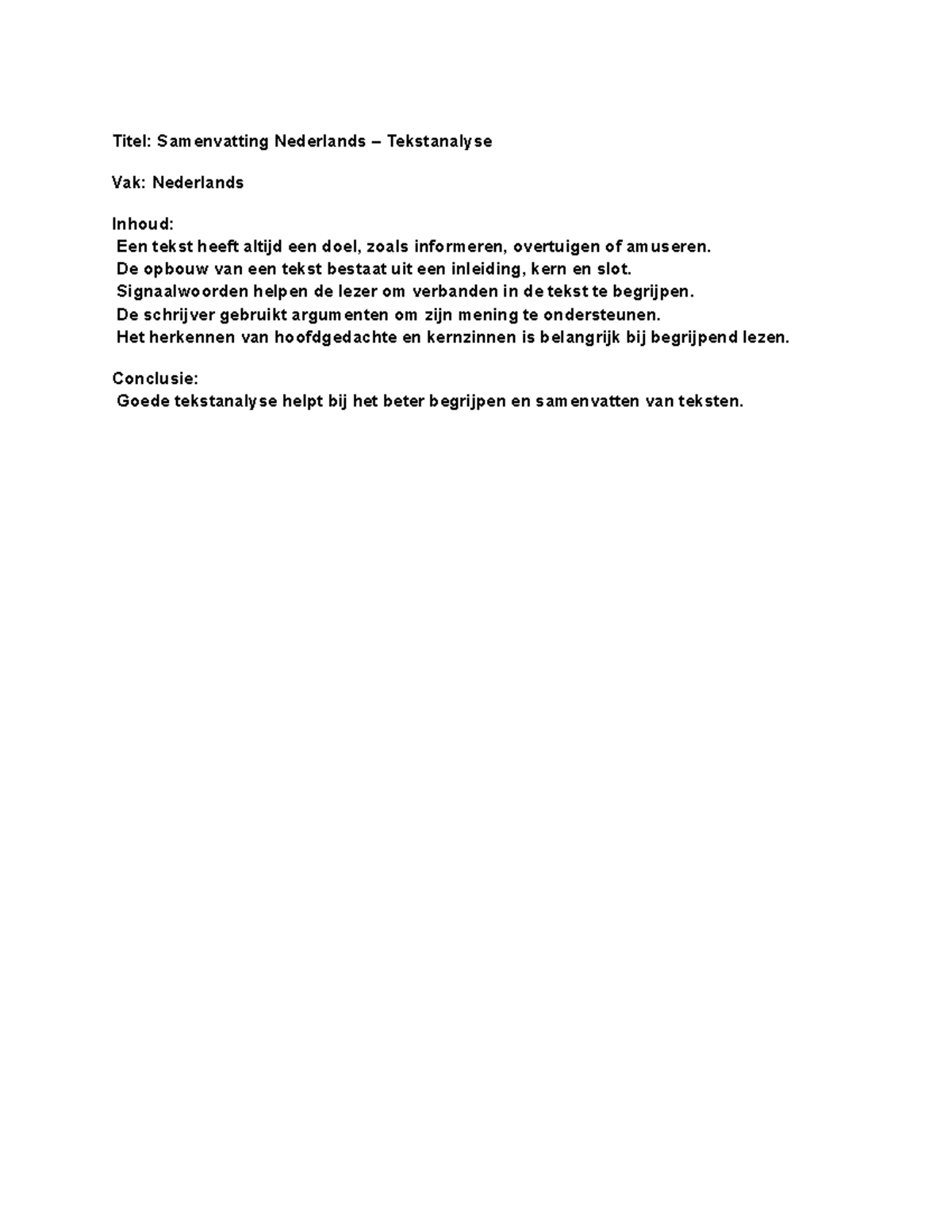 Aantek ned - Titel: Samenvatting Nederlands – Tekstanalyse Vak ...