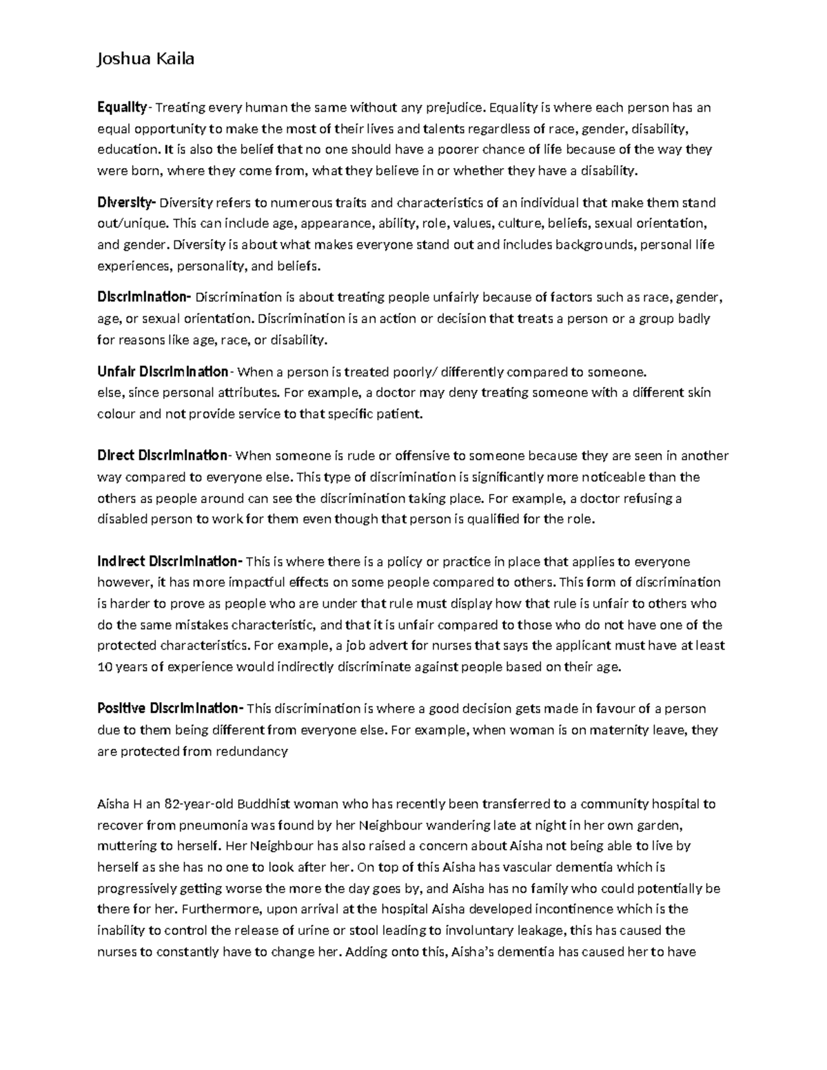 Unit 5 HSC - Understanding Equality, Diversity, and Discrimination in ...