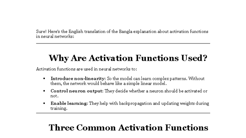 CSE 1221: Understanding Activation Functions in Neural Networks - Studocu