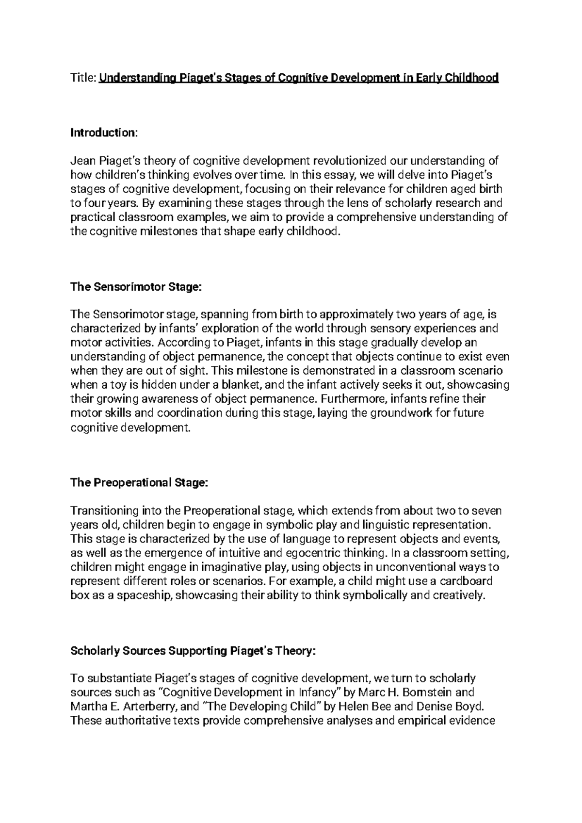 Lizzy Mokgadi Maelane ST10450049 ECLD - Title: Understanding Piaget’s ...