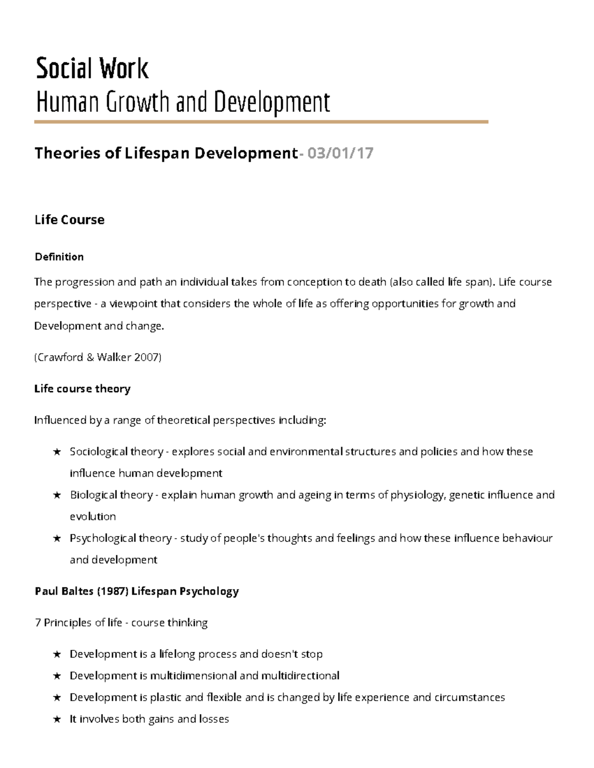 Social Work: Theories of Human Growth & Development (SW 101) - Studocu